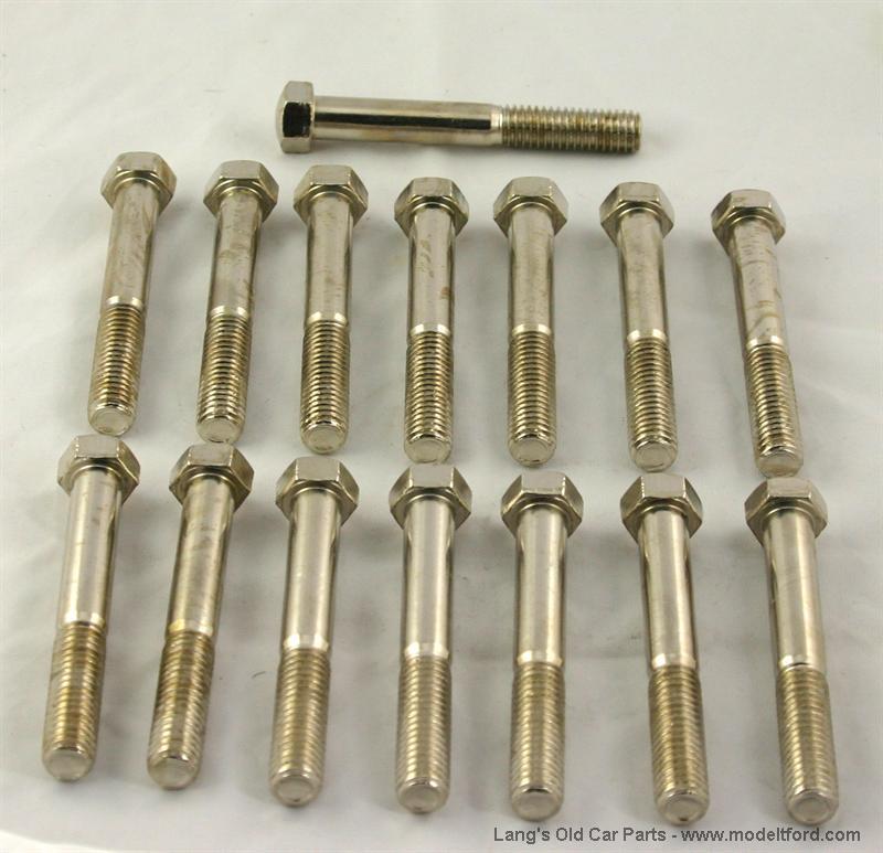 Model T Nickel plated cylinder head bolt set, domed head, 3003CS